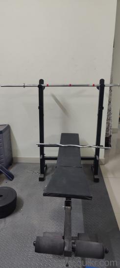 Gym equipment complete set with bench (incline/decline/flat), rods ...