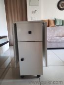 Modern foldable multi purpose table with drawers in white finish ...