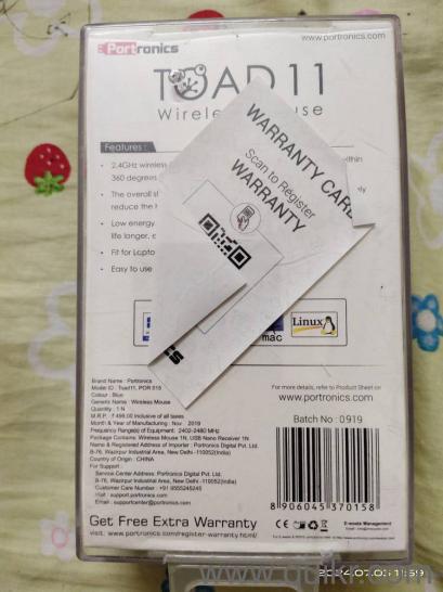 Portronics Toad 11 Wireless Mouse, Silent Buttons, 2.4 GHz with USB Nano Dongle for PC/Mac ...