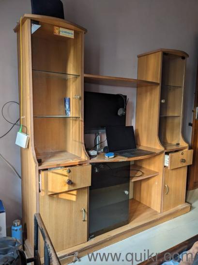 TV Unit / Study Table with Glass Display Cabinet- Negotiable | Udupi ...