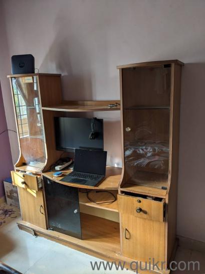 TV Unit / Study Table with Glass Display Cabinet- Negotiable | Udupi ...