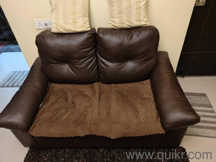 Brown colour leatherette Sofa 2 seater - Gently used | Noida | Quikr