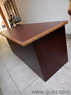 Office table with glass top and sethi with cushion seat. Table size 6ft ...
