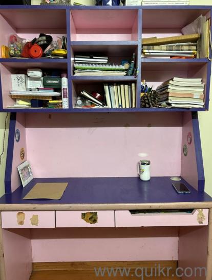 Teakwood Study Table with Drawers and Storage. In great condition, pink ...