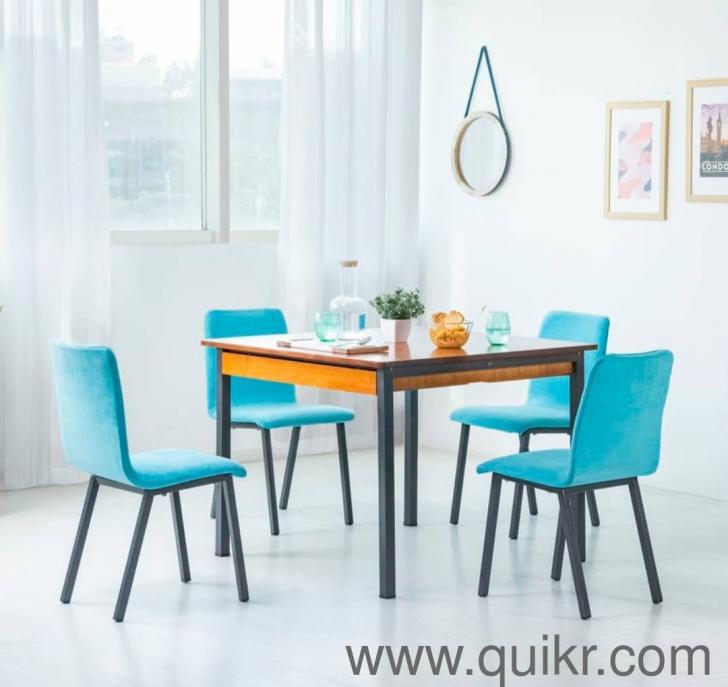 Solid Teak Wood Dining Table with 4 Magic Blue Chairs | Bangalore | Quikr
