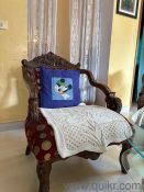 Wooden sofa set and Center table with free cushions and cover ...