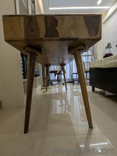 4 feet sheesham wood study table with 2 drawers (honey finish, no dent ...
