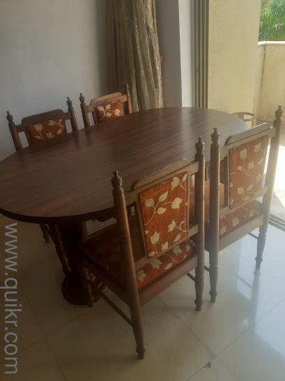 Teak wood made Dining Table: 3x5 feet with 4 cushioned chairs | Thane ...
