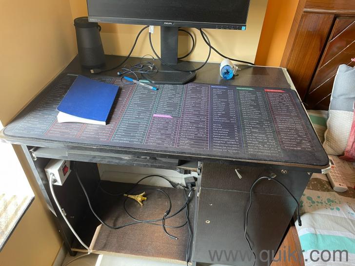 Office/Study table with drawer and sliding computer keyboard rack ...