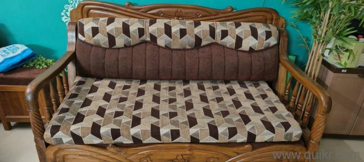 Sagun Kath 3-seater sofa cum bed, 2-seater sofa set, and tea table ...