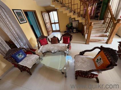 Wooden sofa set and Center table with free cushions and cover ...