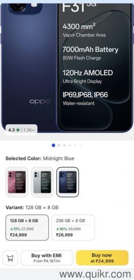 OPPO F31 8gb+128 with 11.5 months warrenty with bill | Chennai | Quikr