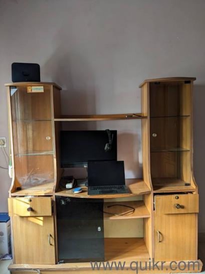 TV Unit / Study Table with Glass Display Cabinet- Negotiable | Udupi ...