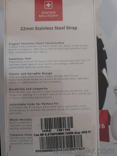 22mm stainless steel watch strap - Swiss military brand | Madurai | Quikr