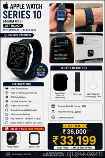 Apple watch series 10 (46mm GPS) Jet black 100% Battery with warranty ...
